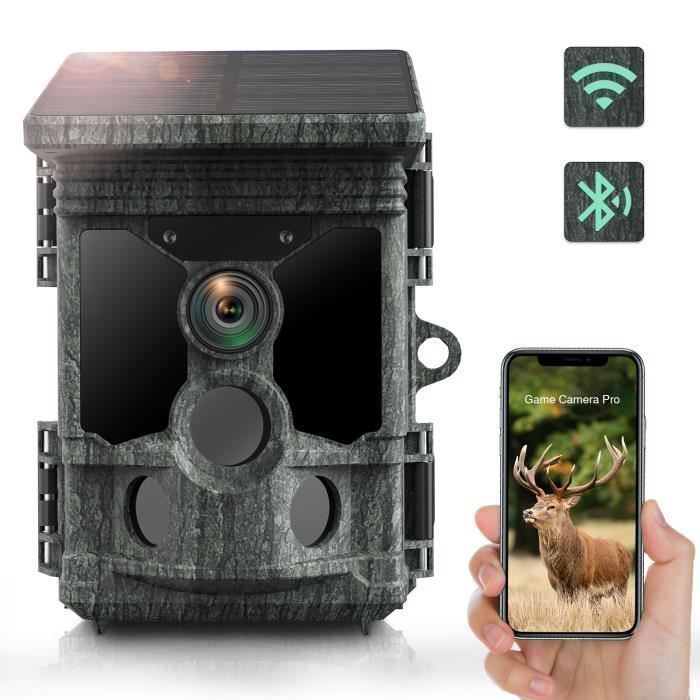 CAMPARK Caméra de chasse solaire 4K 112MP Vision nocturne IP66 Trail ...