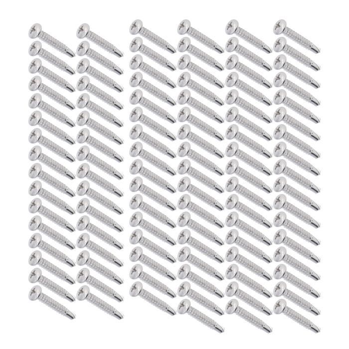 Vis autoperceuses - 100 pcs vis auto-perceuse tête ronde 304 attaches en acier inoxydable pour ...