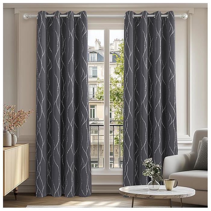 Deconovo Lot de 2 Rideaux Occultants Thermique Rideaux Motif Point ...