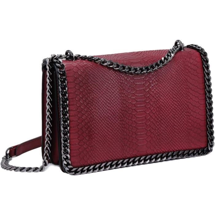 Sac Bandoulière Chaîne Cuir Serpent Effet Matelassé Sac À Main Femme ...