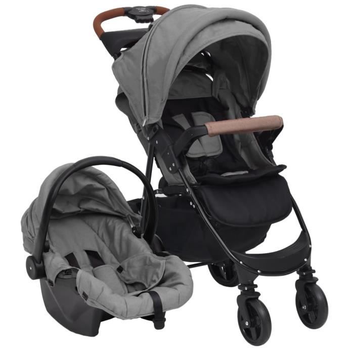 HEN - Poussette pour bébé 3-en-1 Gris clair Acier - Cdiscount ...