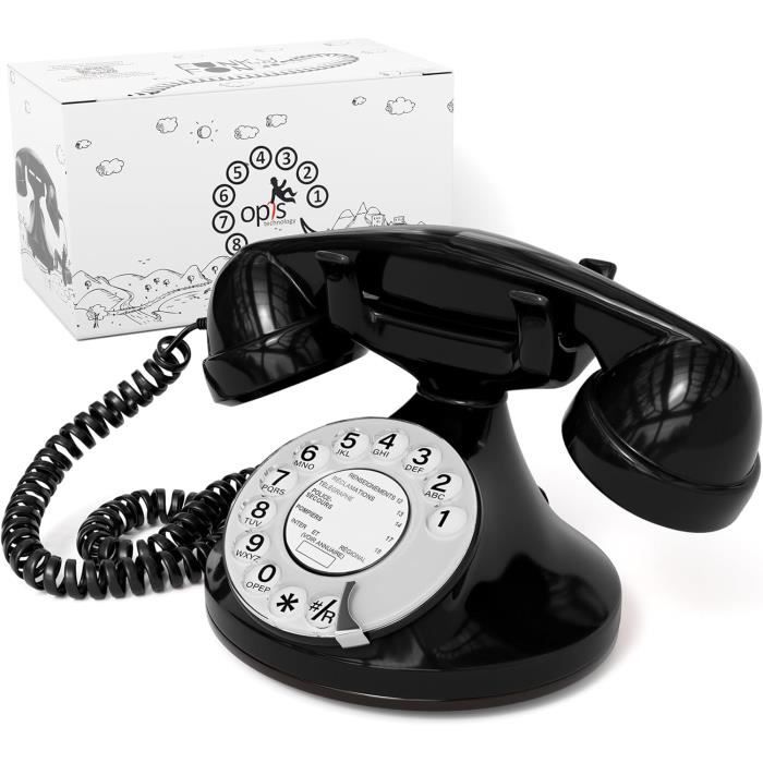 Telephone Vintage Opis FunkyFon Cable Noir - Cdiscount Téléphonie