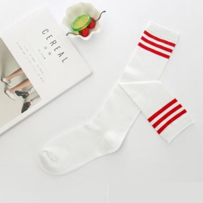 Bas,Chaussettes longues à rayures noires et blanches pour femmes, bas ...