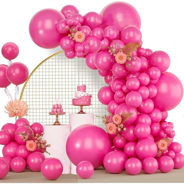 Ballon Rose Fuchsia, 120 Pièces Kit Arche Ballon Rose Rouge, 18 12 10 5 ...