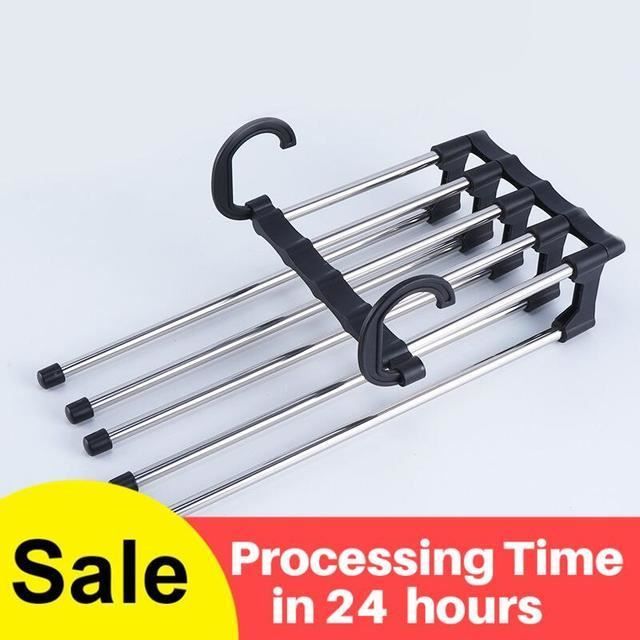 CINTRE,5in1 black--Porte pantalons 5 en 1 en acier inoxydable ...