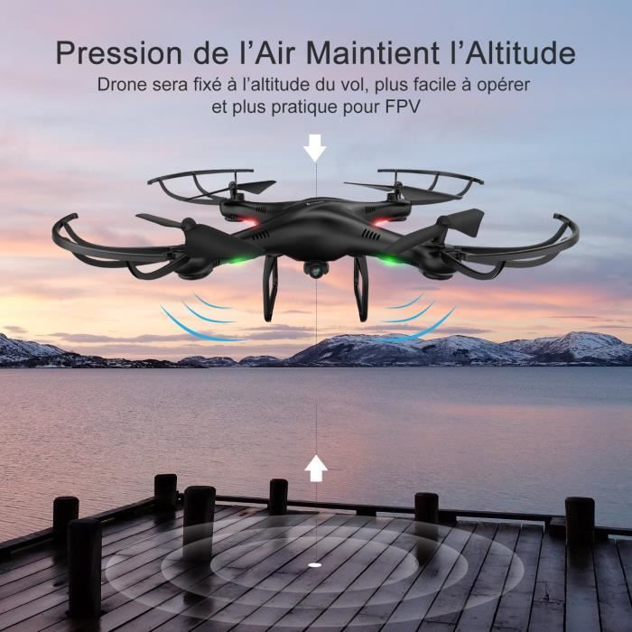 AMZtronics A15W Drone Camera HD FPV 2.4Ghz RC Quadcopter RTF Maintien d altitude avec Flotter et 3D Flips TF Card et Card Reader Cdiscount Jeux Jouets