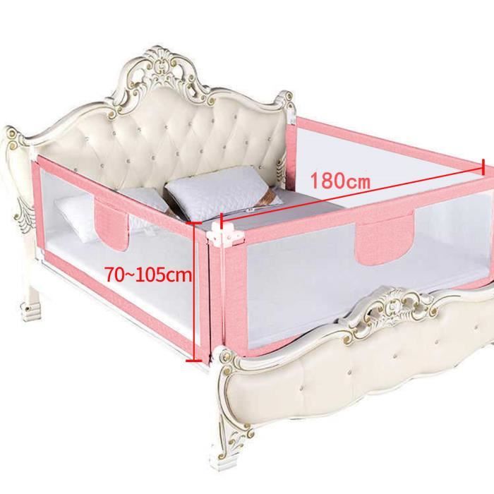 BELFOYER Barrière de lit bébé anti-chute 180cm Réglable en hauteur Rose ...