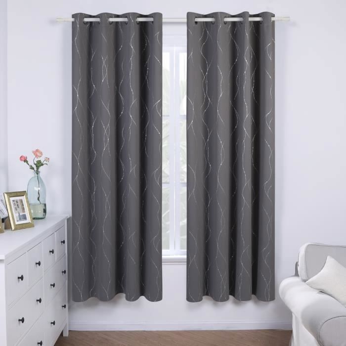 Deconovo Lot de 2 Rideaux Occultants Thermique Rideaux Motif Point ...