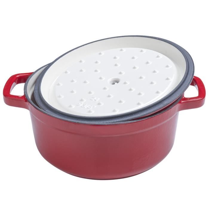 Cocotte - XSUS - Gourmet Tools - Fonte vitrifiée - 22cm - Rouge ...