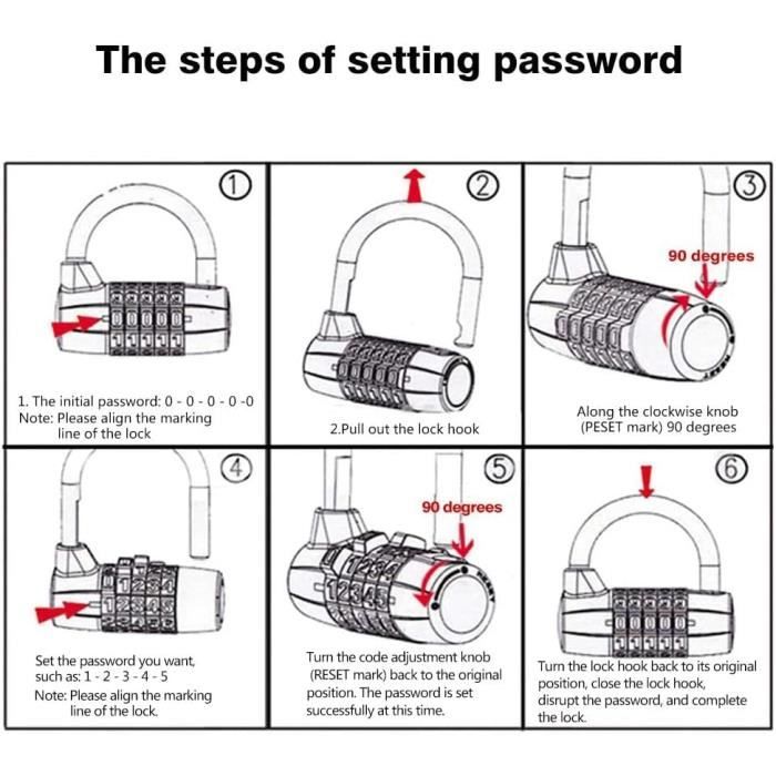 Oumuik Cadenas avec code numérique, cadenas 2 pièces, cadenas à ...