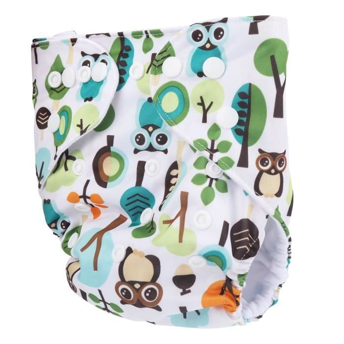 VINGVO Couche Lavable Bébé en Coton Réutilisable Anti-Fuite (Hibou ...