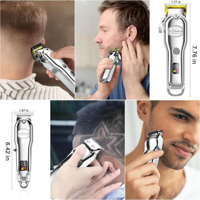 Hatteker Tondeuse Cheveux Professionnelle pour Homme IPX7 Étanche Sans fil Tondeuse barbe Avec ...