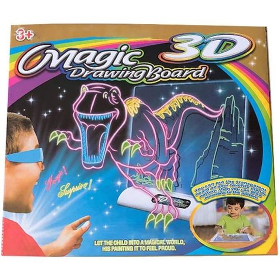 3D Planche à Dessin Magique lumière LED Pad Lumineux Doodle Peinture ...
