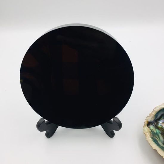 Pierres précieuses,Miroir Fengshui en pierre d'obsidienne noire ...