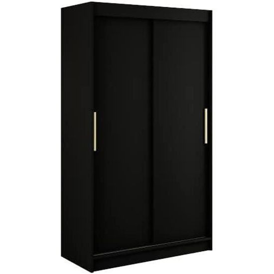 Armoire de Chambre KAIR T Noir 120 avec 2 Portes Coulissantes et Miroir ...