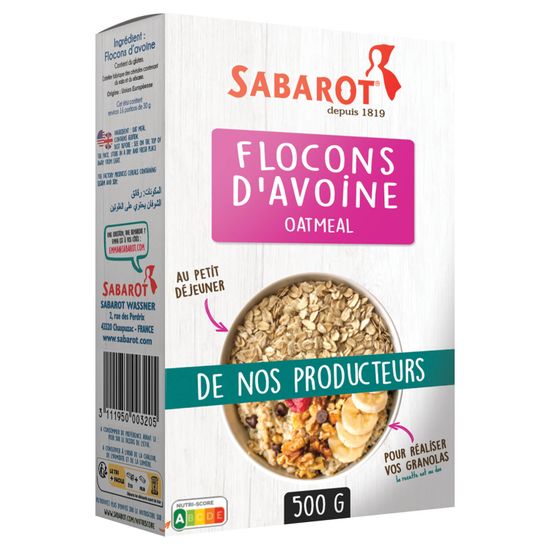 Flocons d'avoine paquet de 500g Sabarot - Cdiscount Au quotidien