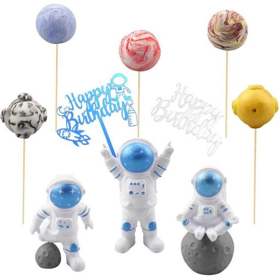 9 Pièces Astronaute Cake Topper Astronaute Figurine Anniversaire Espace ...