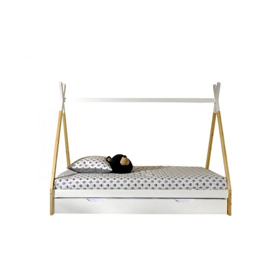 Lit tipi avec tiroir en bois naturel - VIPACK - Blanc - 1 place ...