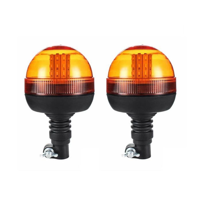 2 Gyrophares LED Orange 12V-24V ECE E9 R65 Support Flexible Feu d ...