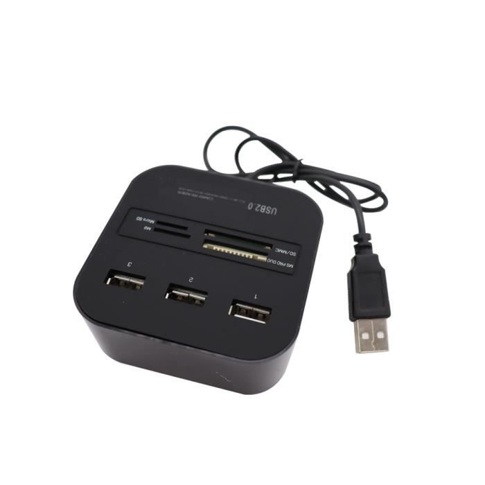 Noir - Lecteur de carte Micro SD, Hub à 3 ports USB 2.0, TF, USB Combo ...