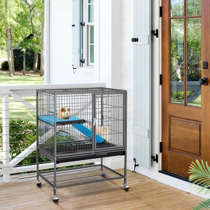 Cage pour Rongeur 2 Niveaux 1 Rampes Cage pour Petits Animaux 2 Portes ...