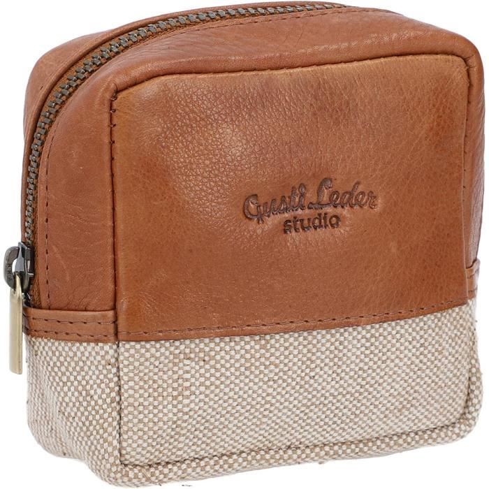 Clara Trousse de toilette en cuir marron et toile, noisette, Taille ...