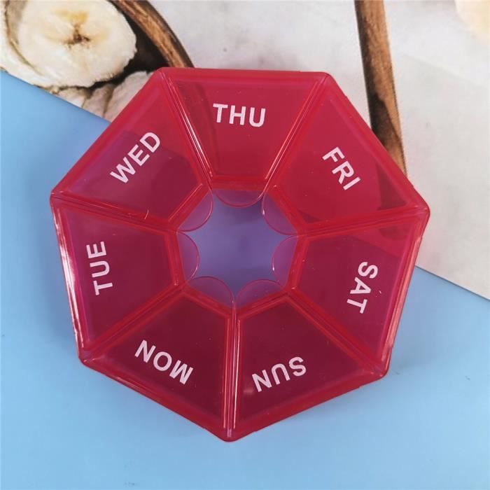 Rouge-Pilulier Médical Rond De 7 Jours, 1 Pièce, Mini Boîte À Vitamines ...