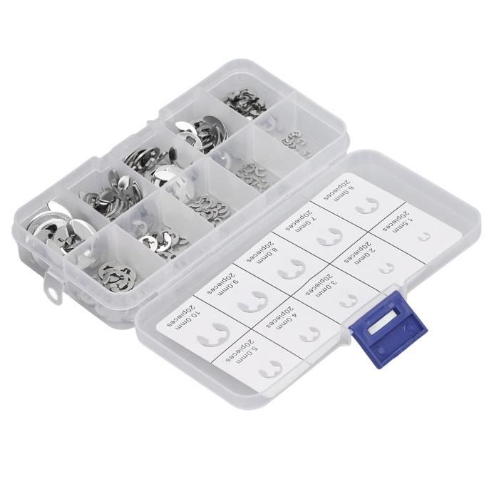 YIC 200PCS Kit d'assortiment de clips en E en acier inoxydable Bonne ...