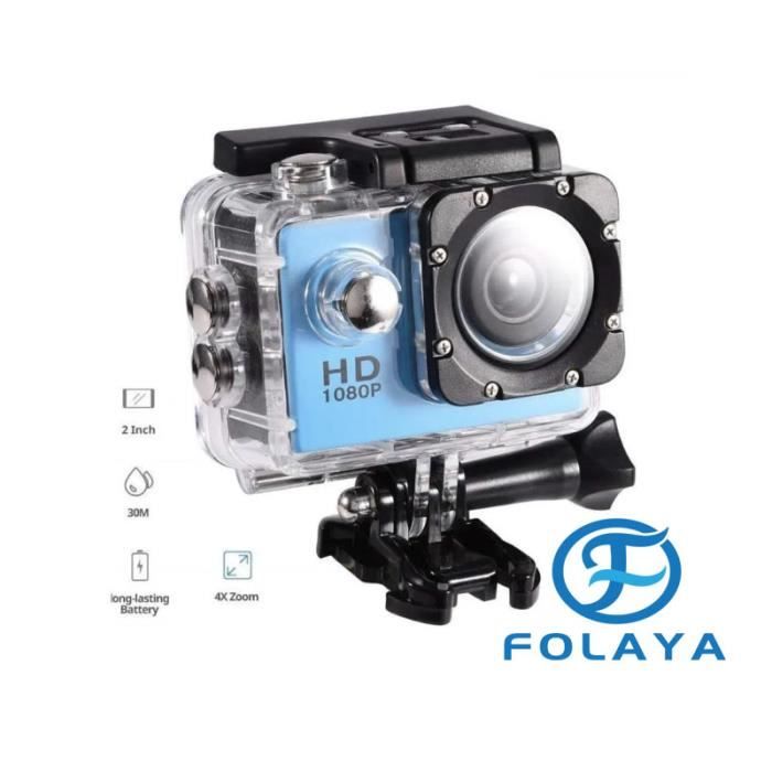 Mini caméra étanche - FOLAYA - 1080P FULL HD - 30 m - 12 MP - Bleu ...