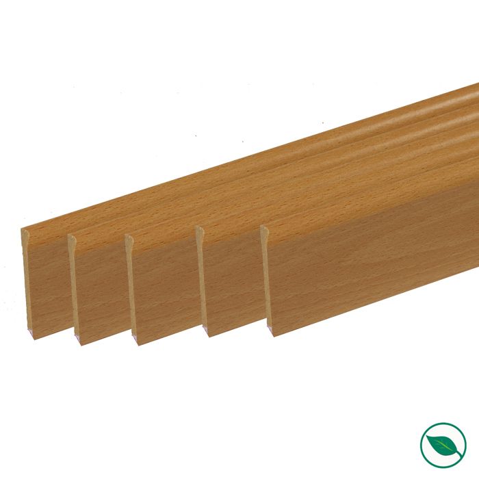 Pack de 5 plinthes bord arrondi MDF Revêtues hêtre 2000 x 68 x 9 mm ...