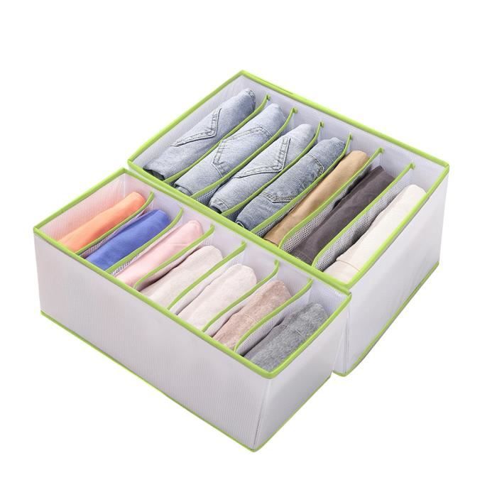 2 PCS Boîte de Rangement à Vêtements Pliable Grande-Moyenne Taille 7 ...
