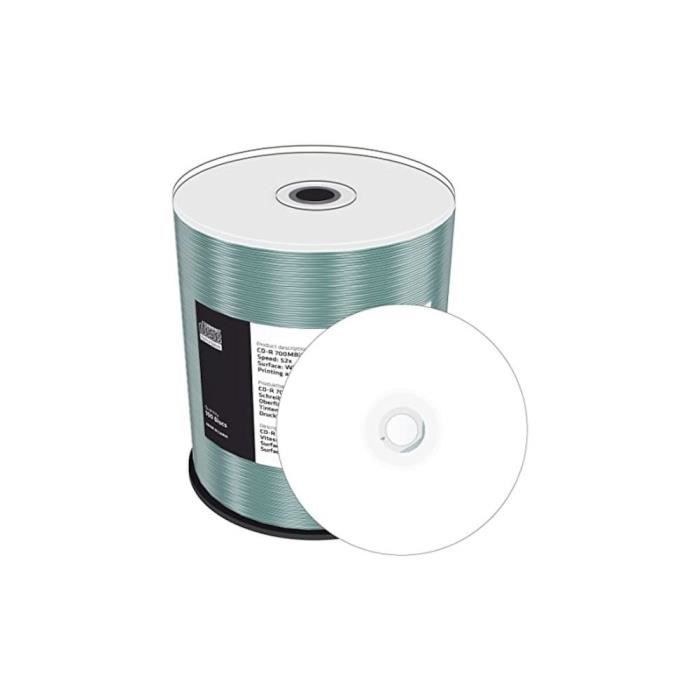 CD-R Imprimable 52x MediaRange - Lot de 100 - 700 Mb - MR203 ...