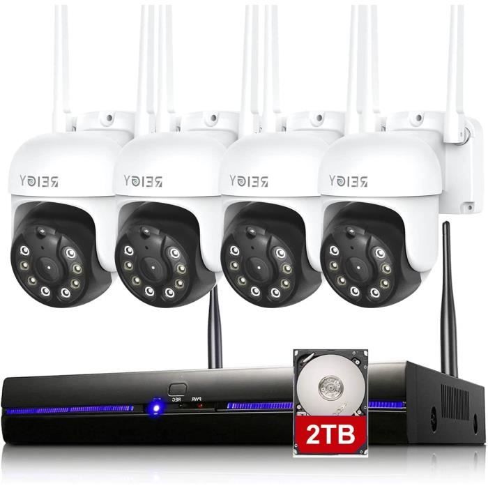 5Mp Système Surveillance Wifi Exterieure Avec 4X Pt Camera Et 2Tb Hdd, Kit Camera ...