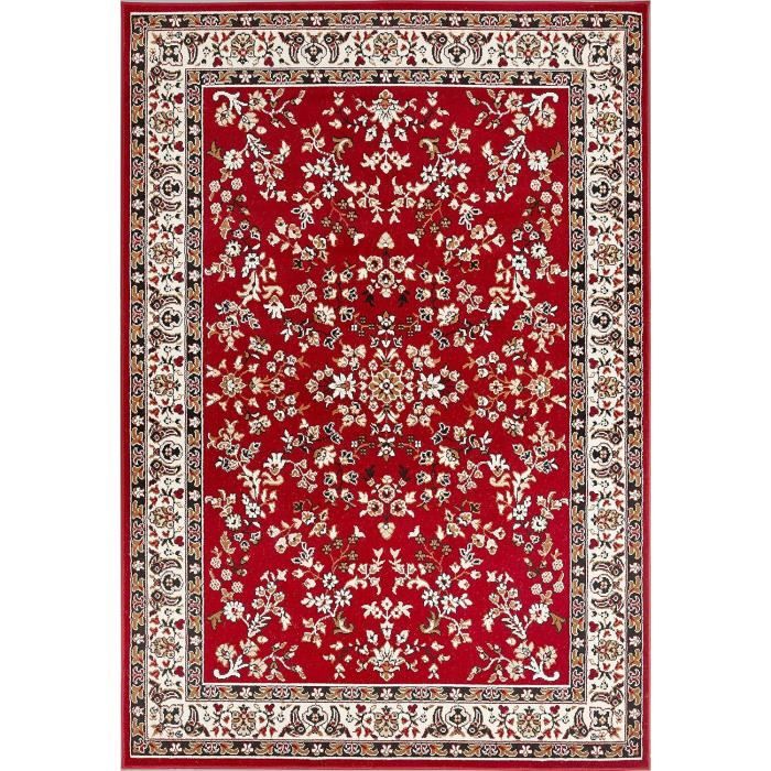 Tapis Oriental Classique tissé avec Motifs orientaux et Ornements Rouge ...