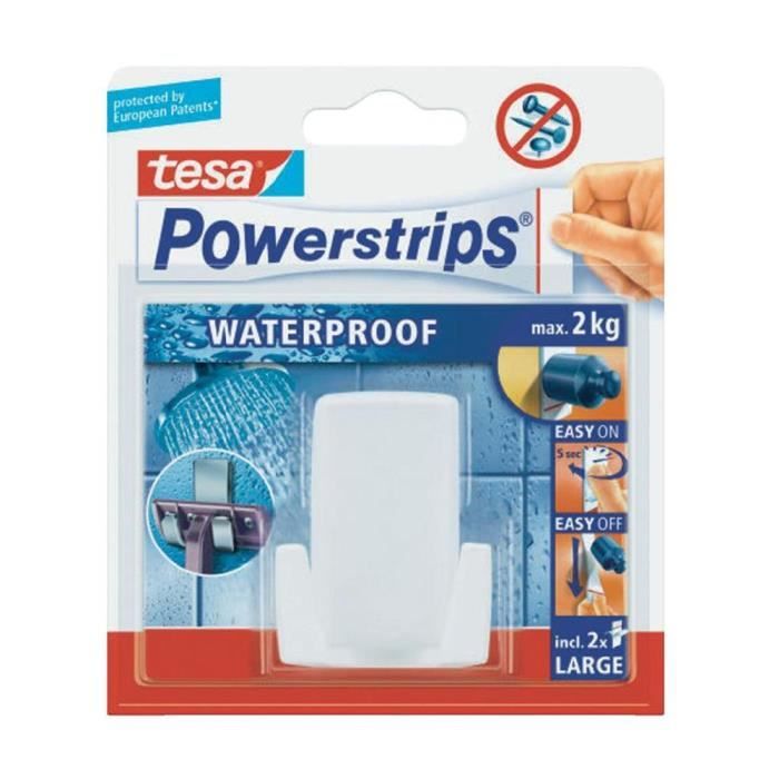 Crochet spécial rasoir - TESA - 1 crochet + 2 Powerstrips waterproof ...