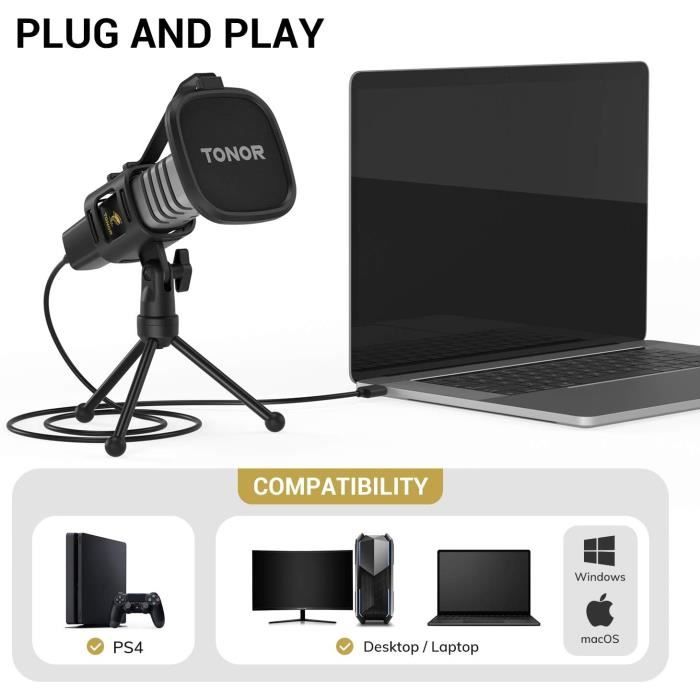TONOR Micro PC USB Microphone Condensateur Professionnel pour Gaming ...