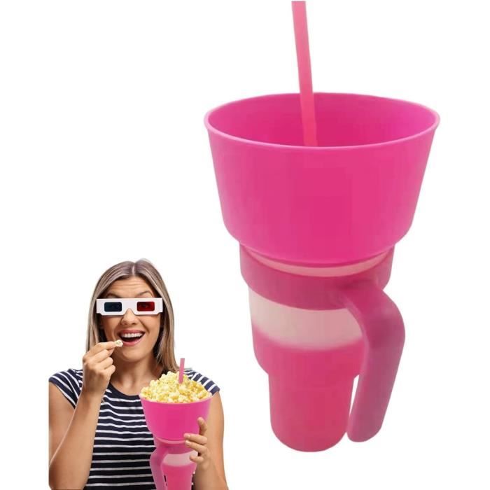 Snack Cup Avec Paille,Tasse Combinée 2 En 1 - Collation Voyage Portable ...