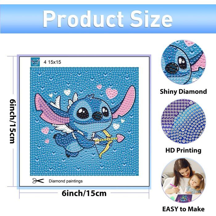 4 pack Stitch Diamond Painting Enfant 5D DIY Peinture Diamant Bricolage ...