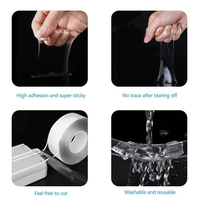 5M Double Face Transparent, Nano Tape Double Face Extra Fort Lavable ...