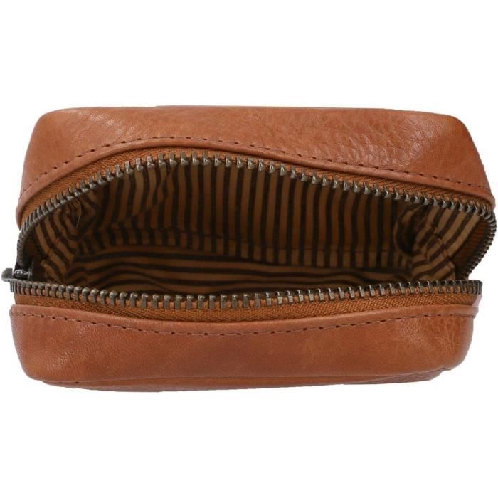 Clara Trousse de toilette en cuir marron et toile, noisette, Taille ...