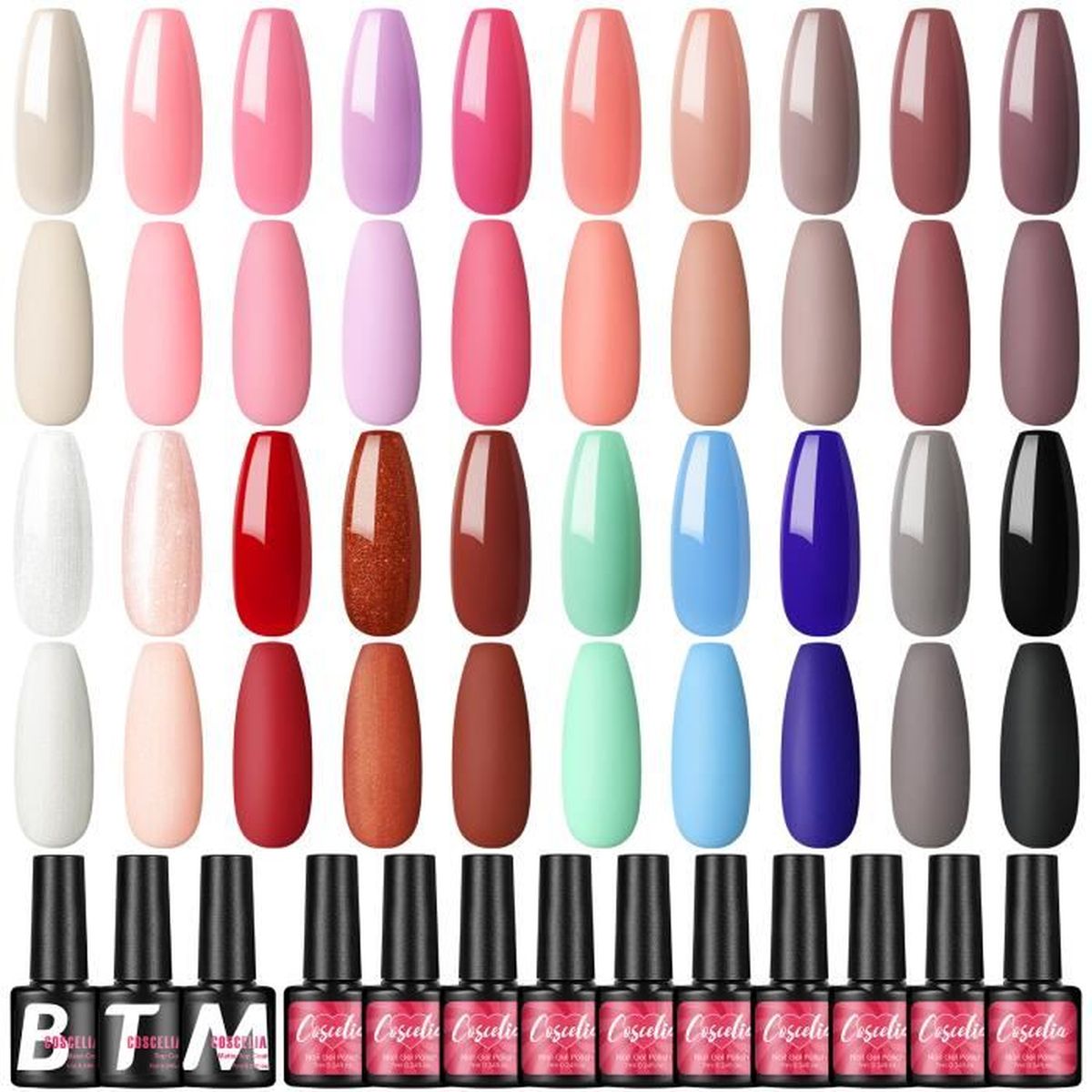 COSCELIA Vernis Semi Permanent Set 20 Couleurs Vernis Gel avec Base ...