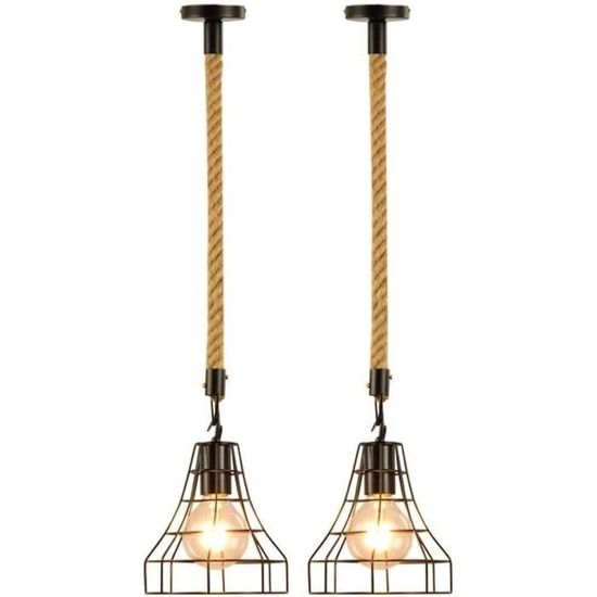 LKPJK2 Pack corde en fer forgé éclairage industriel lustre décoratif ...