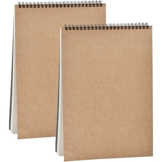 Bloc Et Carnet De Dessin - 2Pcs Cahiers À Spirales Kraft Reliure ...