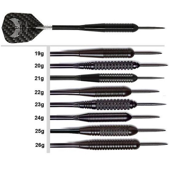 Fléchettes - Harrows - Black Arrow - 21 grammes - Pointe d'acier - Vol ...