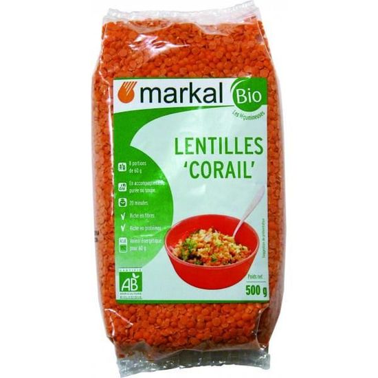 Lentilles rouges "corail", 500g, Markal - Cdiscount Au quotidien