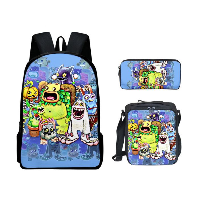 My Singing Monsters Sac à dos pour Garçons, Fille,3-en-1 Ensemble Noir ...