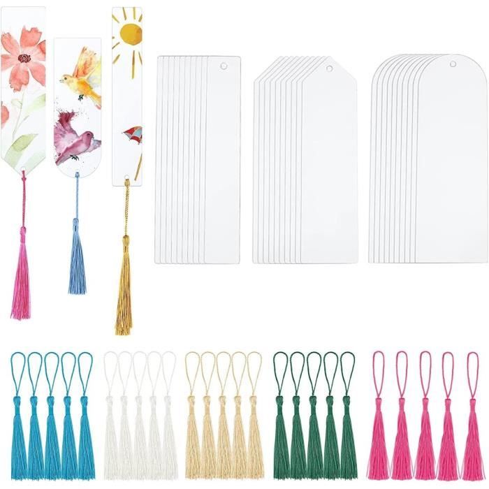 30 Pièces Marque Page Acrylique, Marque-Pages Rectangulaire en ...