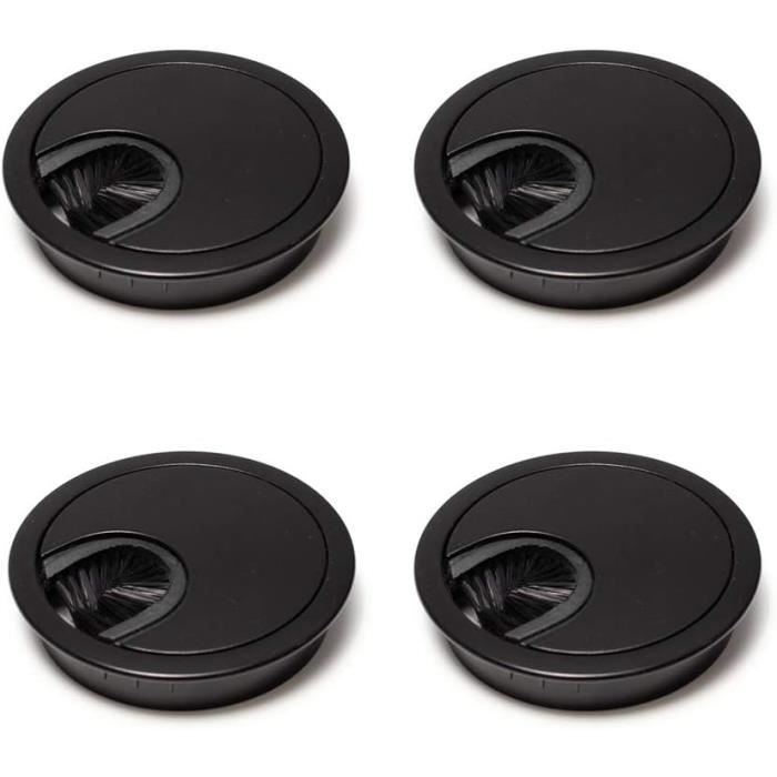 Passe-câble - Métal - Noir - 60 mm - 4PCS - Avec brosse pour bureau et ...
