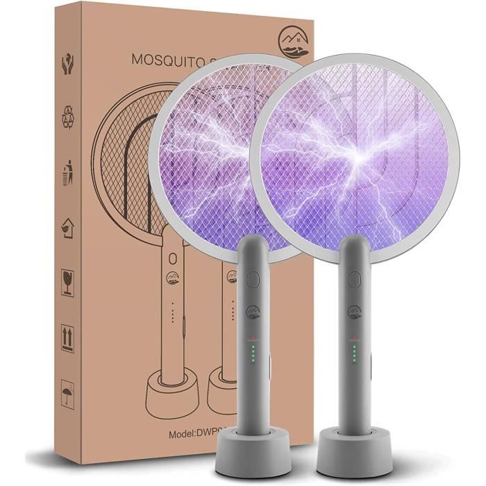 Raquette Anti Moustique,2 En 1 Tapette À Mouches Électrique,4000V Avec Station De Charge ...