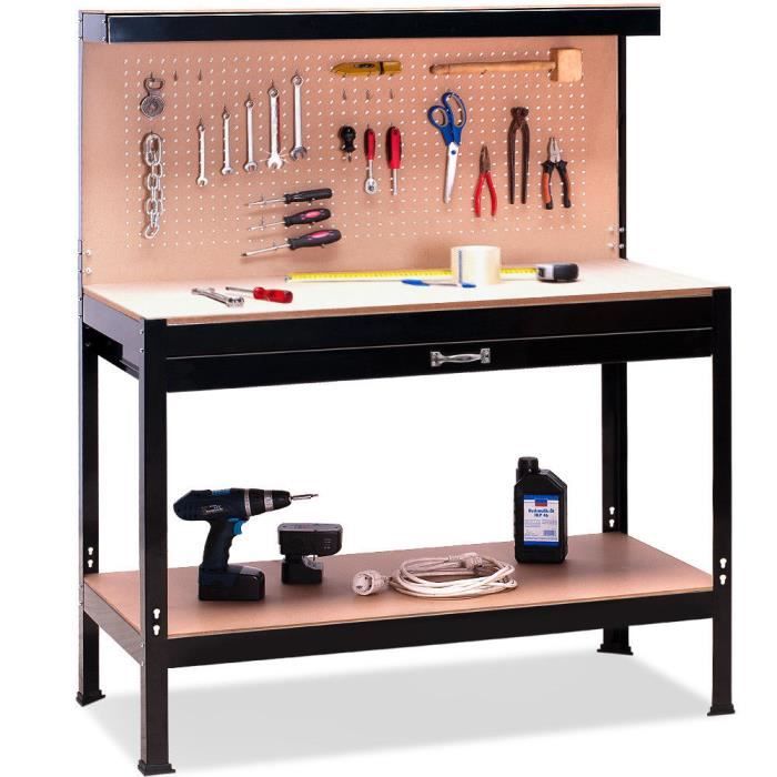 Établi Table de travail Plan travail Paroi perforée Tiroir Atelier meuble outil - Cdiscount ...